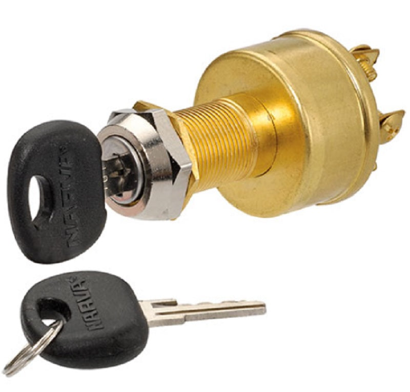 Narva Marine Ignition Switch 4 Position + 2 Keys 12V H/Duty Brass Spri ...
