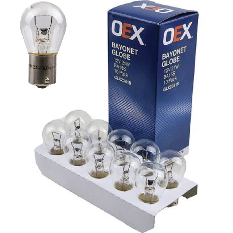 OEX Bayonet Globes 12V 21W BA15s Base 2 Pin Twist & Lock Bulb Standard ...
