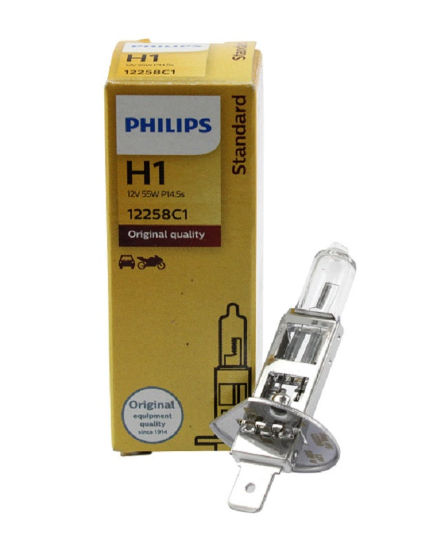 Genuine Philips H1 Standard Vision Car Headlight Bulb 12v 55w P14.5s S ...