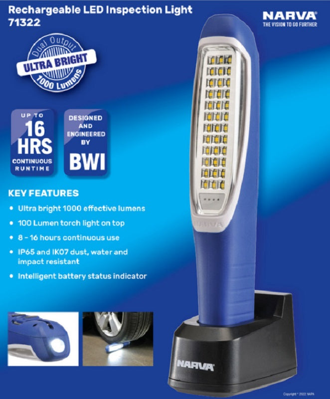 Narva See Ezy Rechargeable LED Inspection Light & Torch Handheld 1000 ...